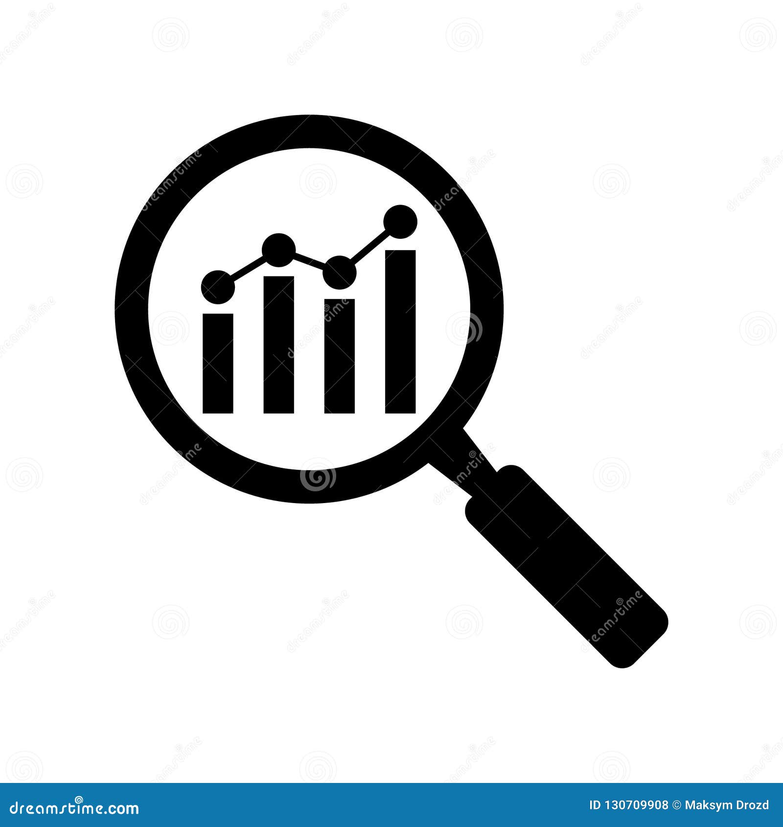 Analytic Vector Icon - Magnifying Glass With Bar Chart Stock ...