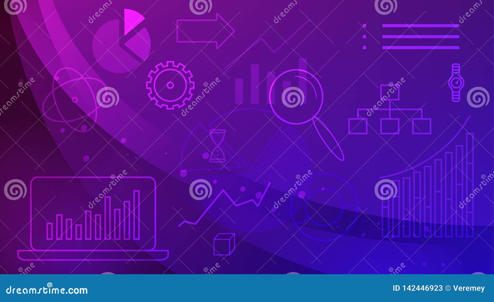 Analytical Background, Infographic Elements on Purple Background Stock ...