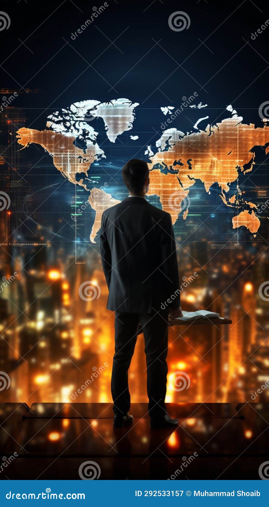 Analytical Businessman Interprets Data Finance Report, Tracks Global ...