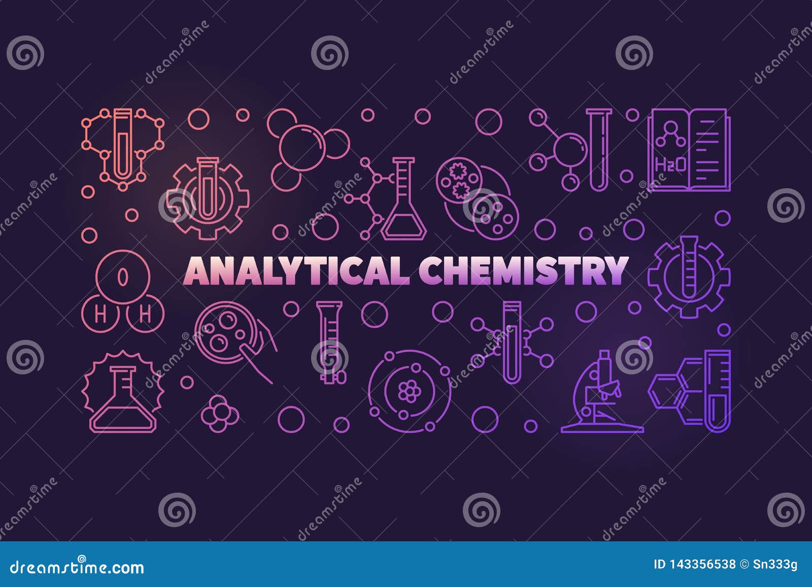 Analytical Chemistry Colored Vector Outline Illustration Stock Vector ...