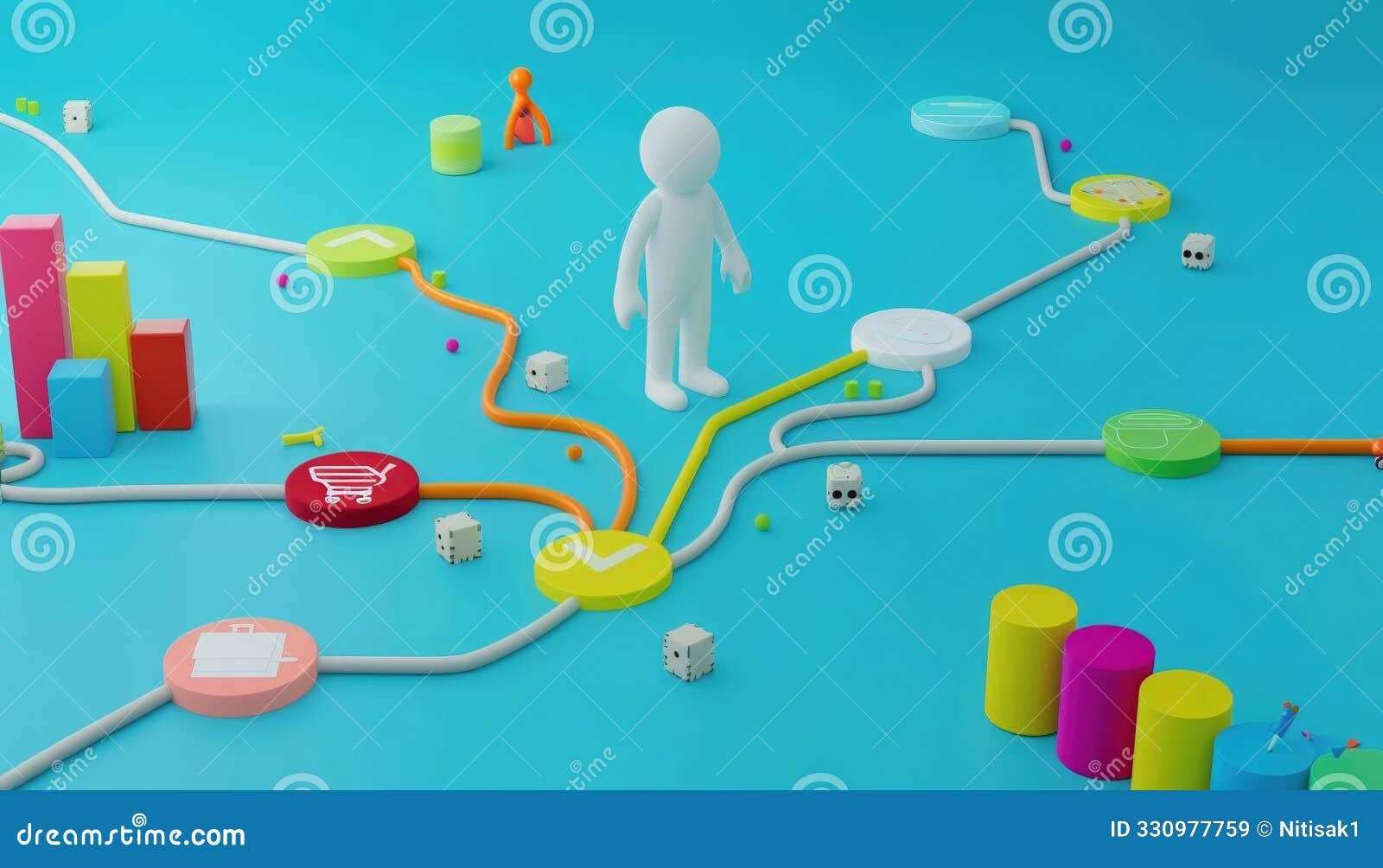 280 Analytical 3D Cartoon Figure Mapping Out an Overarching Longterm ...