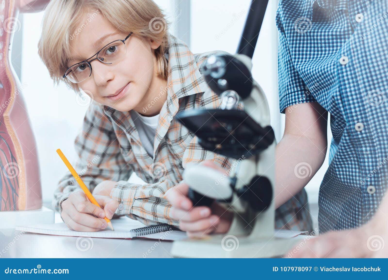 Analytical Intelligent Kid Writing Down Obtained Data Stock Image ...