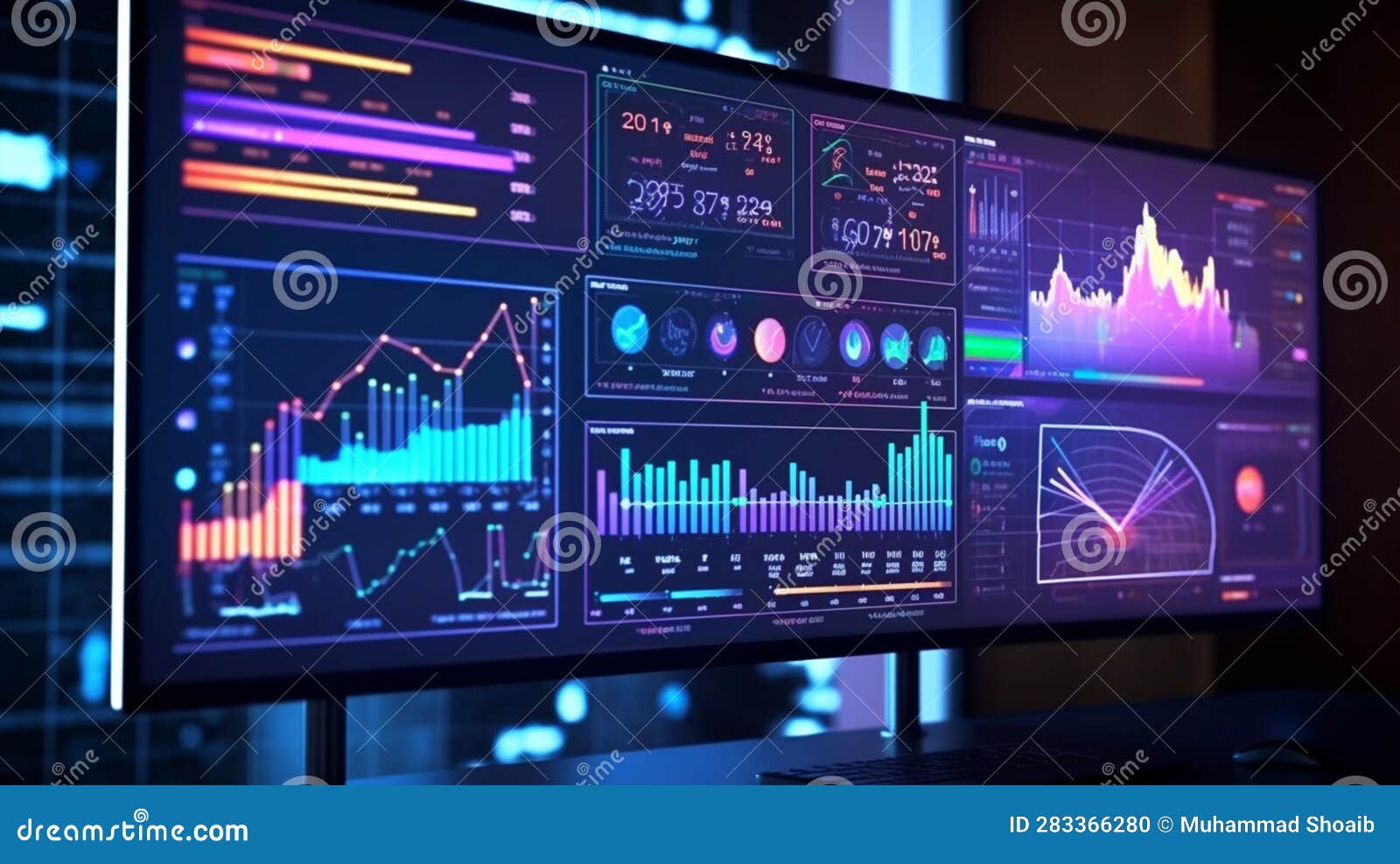 Analytical Perspective, Monitor Screen Displaying Digital Analytics ... Analytical Perspective, Monitor Screen Displaying Digital Analytics ...