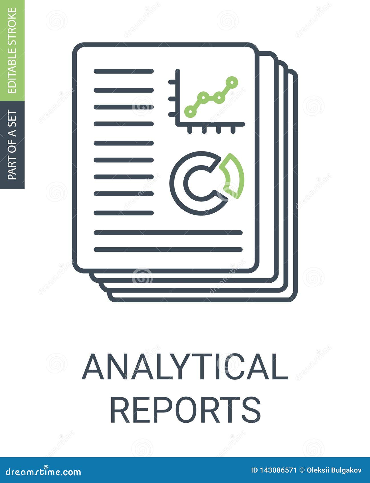 Analytical Reports Icon with Outline Style and Editable Stroke Stock ...