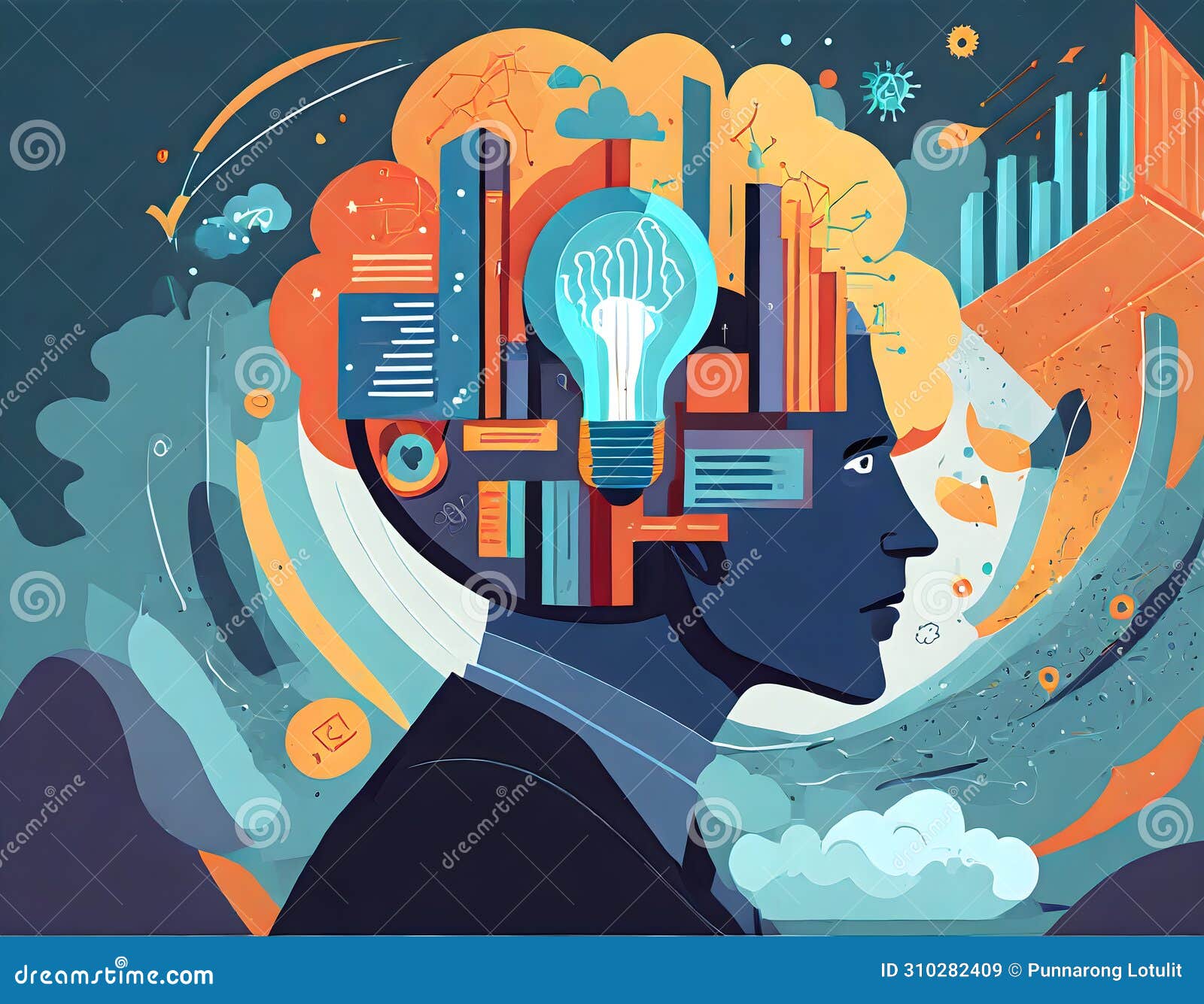 Abstract Analytical Thinking Concept on Digital Art Concept. Stock ...