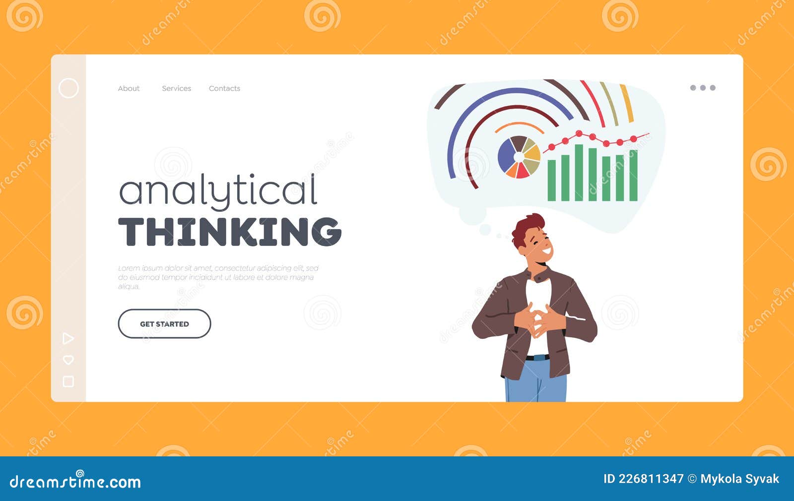Analytical Thinking Landing Page Template. Man With Logical, Strategic ...