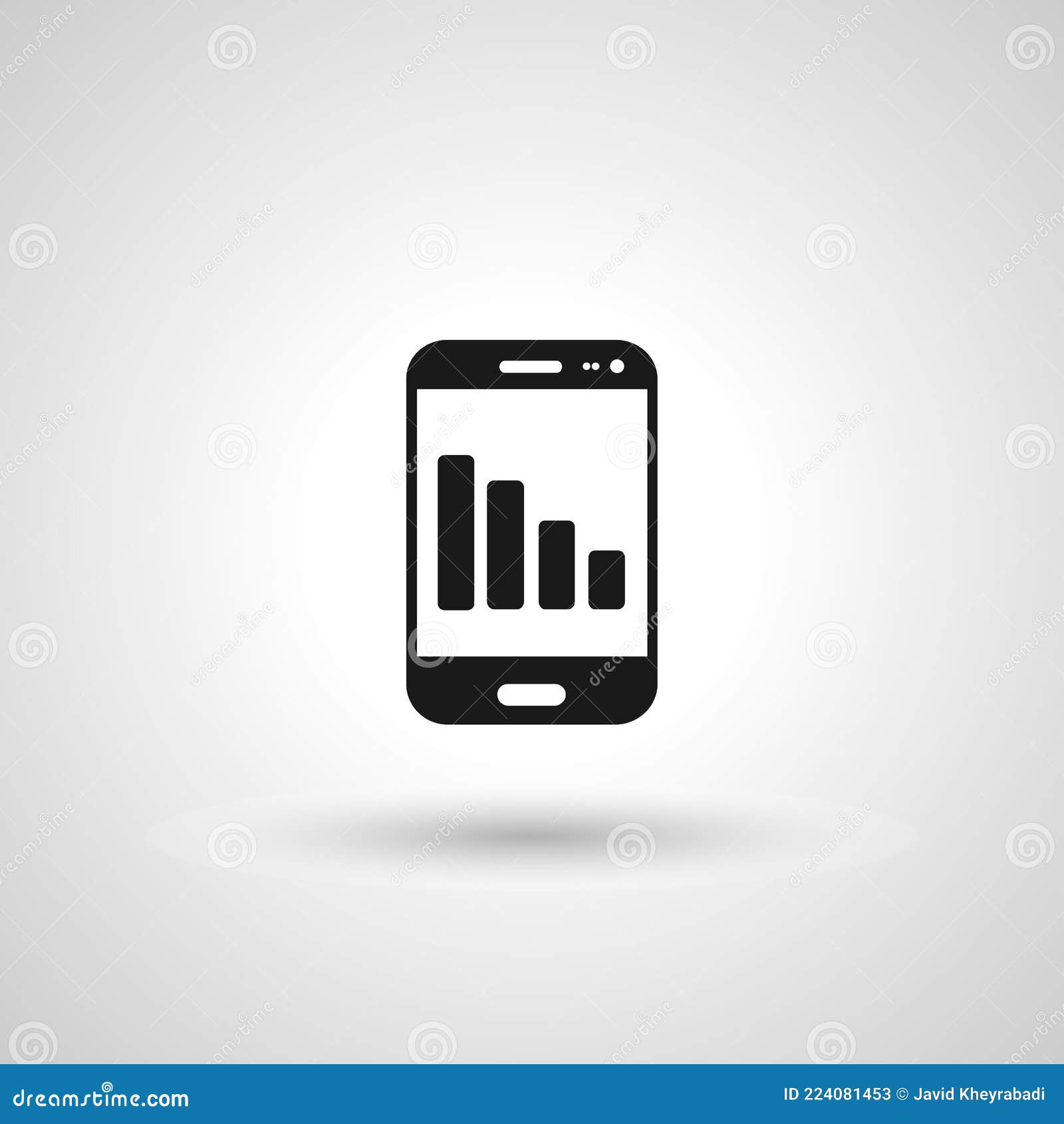 Analytics App Sign. Chart on Mobile Phone Isolated Simple Icon Stock ...