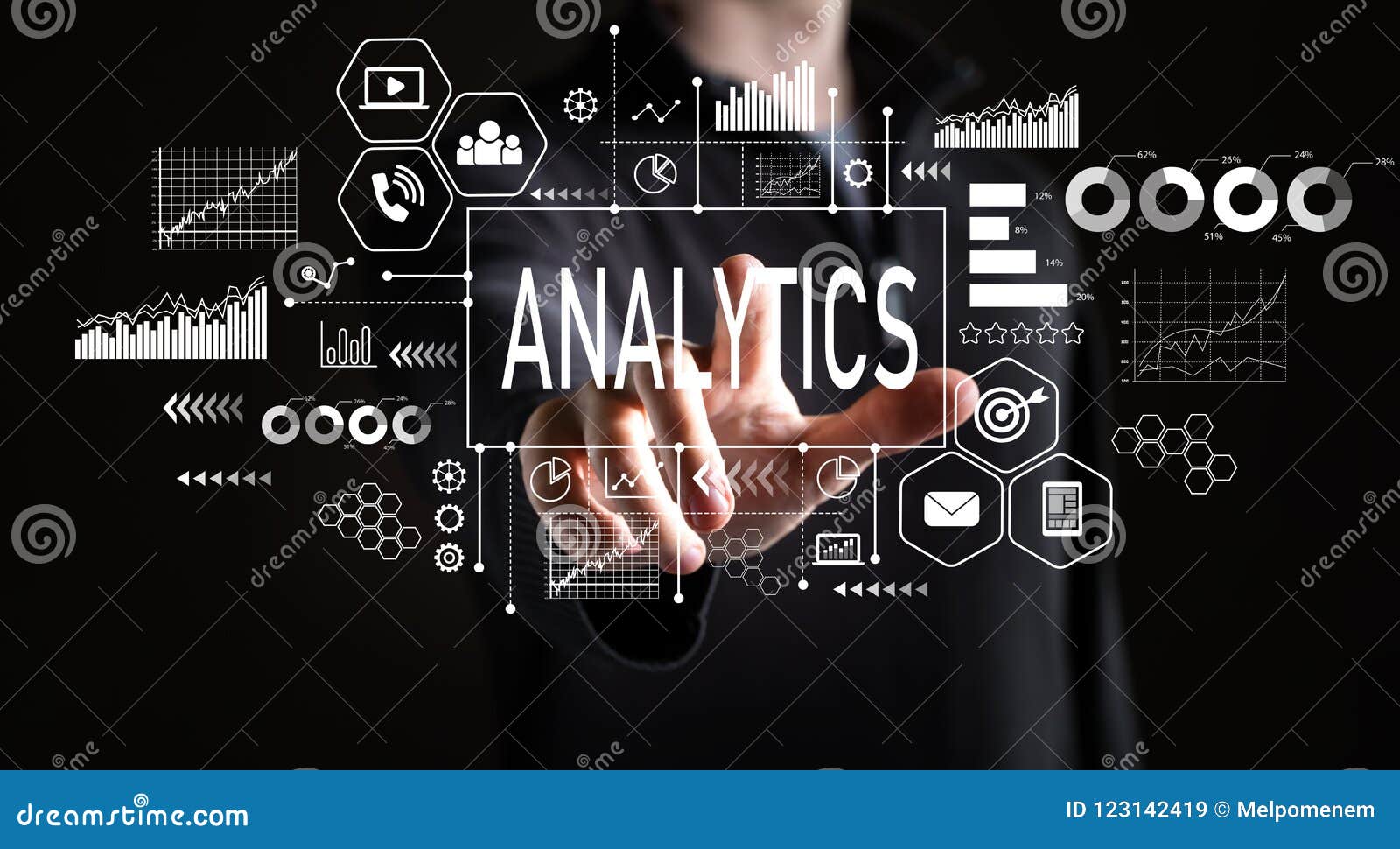 Analytics with businessman stock image. Image of pointing - 123142419