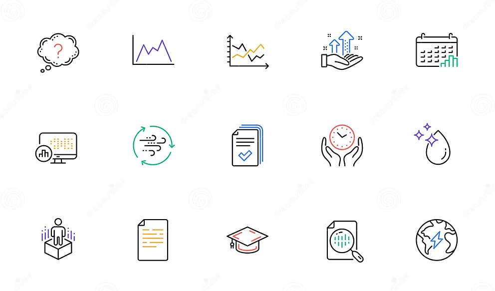 Analytics Chart, Augmented Reality and Analysis Graph Line Icons for ...
