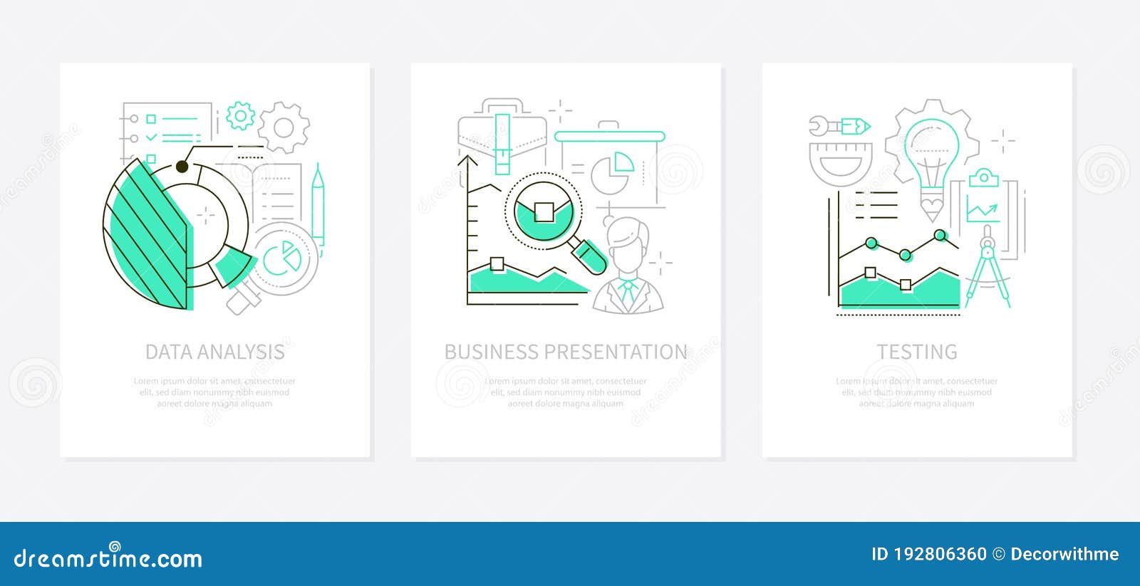 Analytics Concept - Line Design Style Banners Set Stock Vector ...