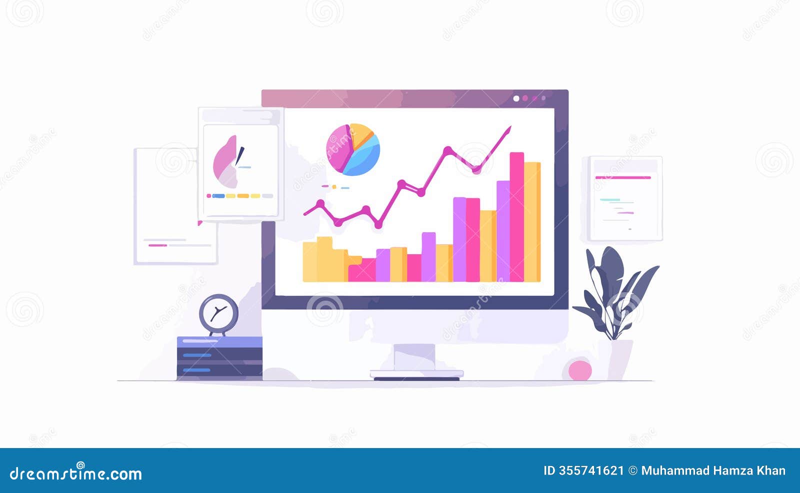 Analytics Dashboard Arrow Pointing Graphic Representation Illustration ...