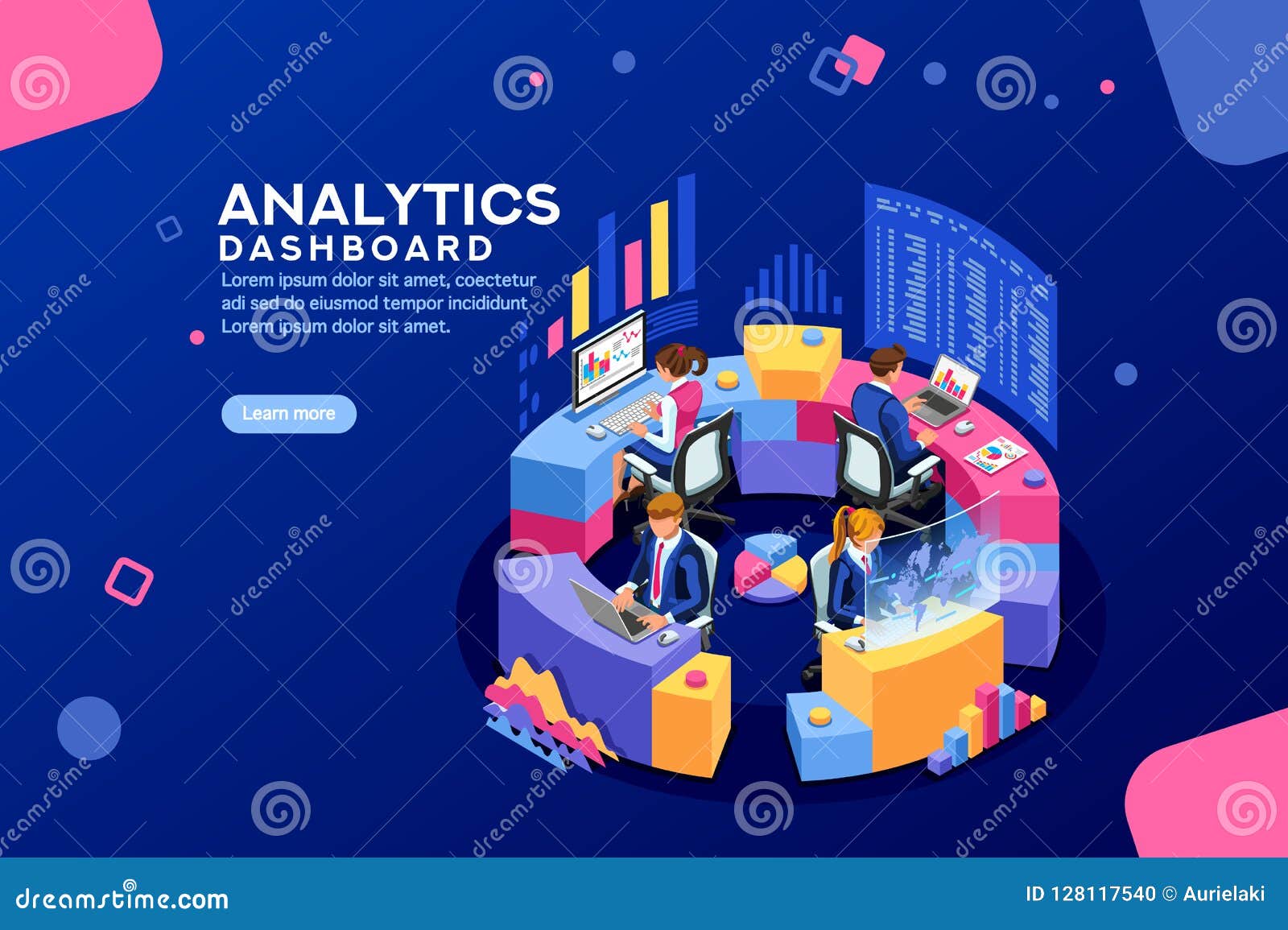 Analytics Dashboard Analyst Dashboard Financial Banner Stock Vector ...