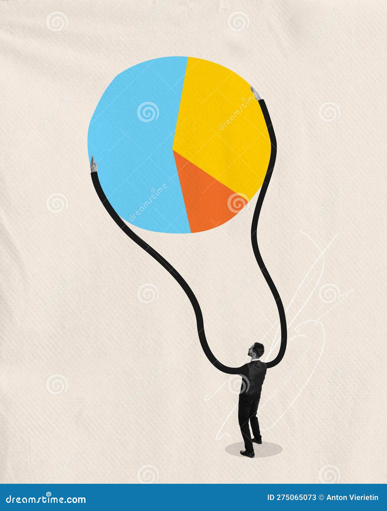 Contemporary Artwork of Pensive Business Man with Unusual Body Shape ...