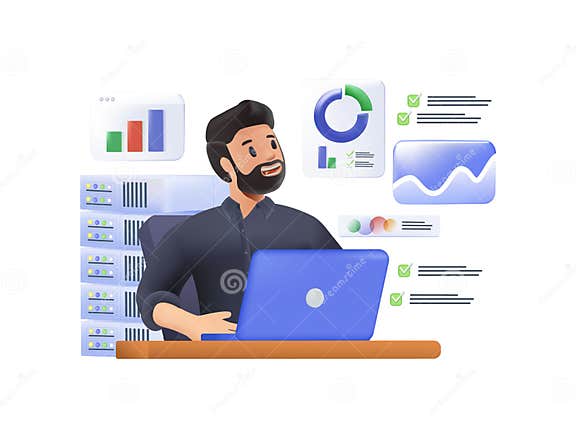 Analytics and Data Science Abstract 3D Concept Vector Illustration. Big ...