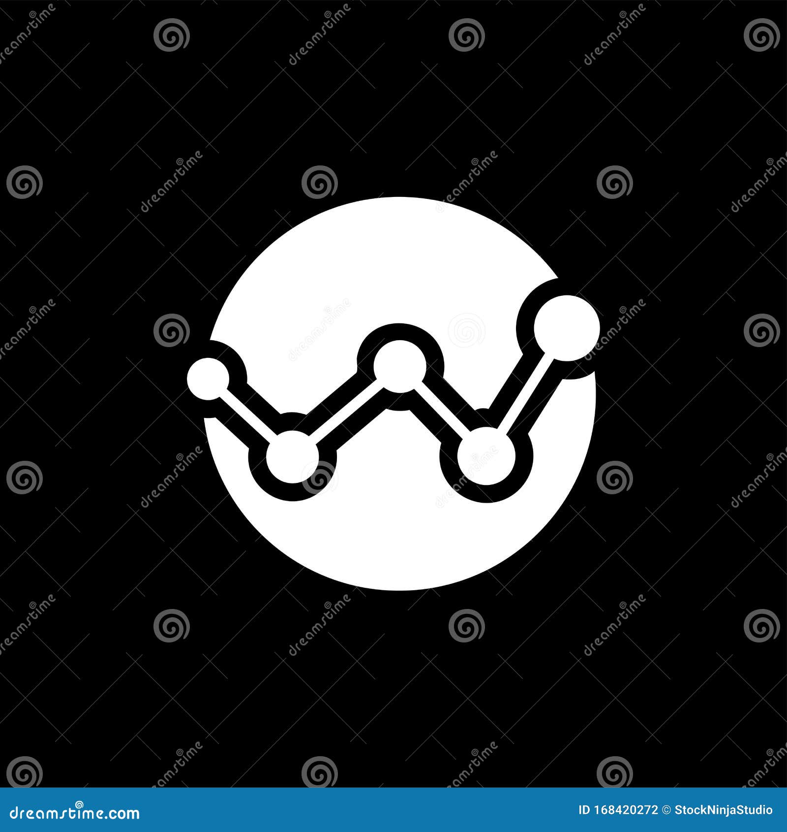Analytics Flat Icon on Black Background. Black Style Vector ...