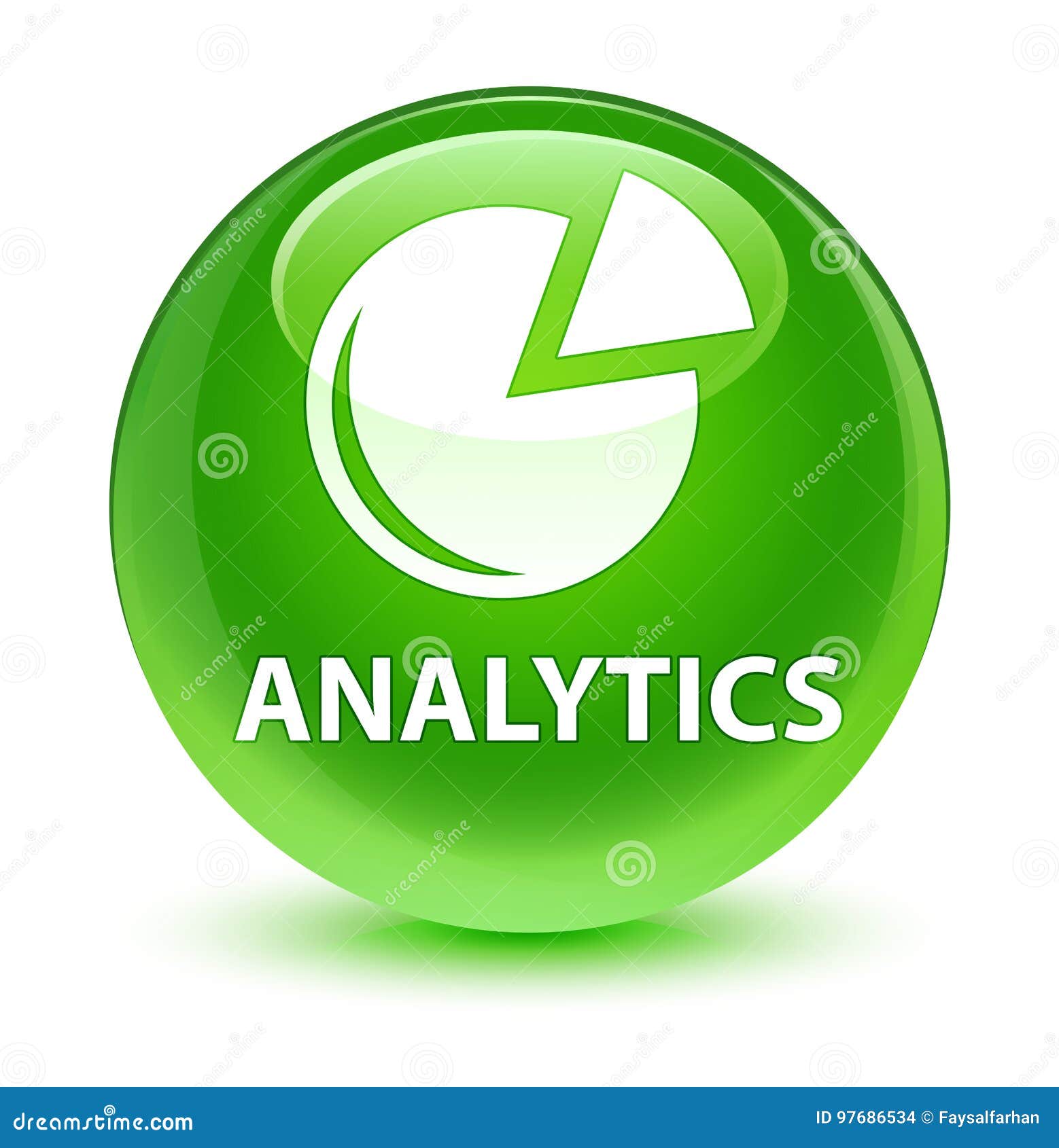 Analytics (graph Icon) Glassy Green Round Button Stock Illustration ...