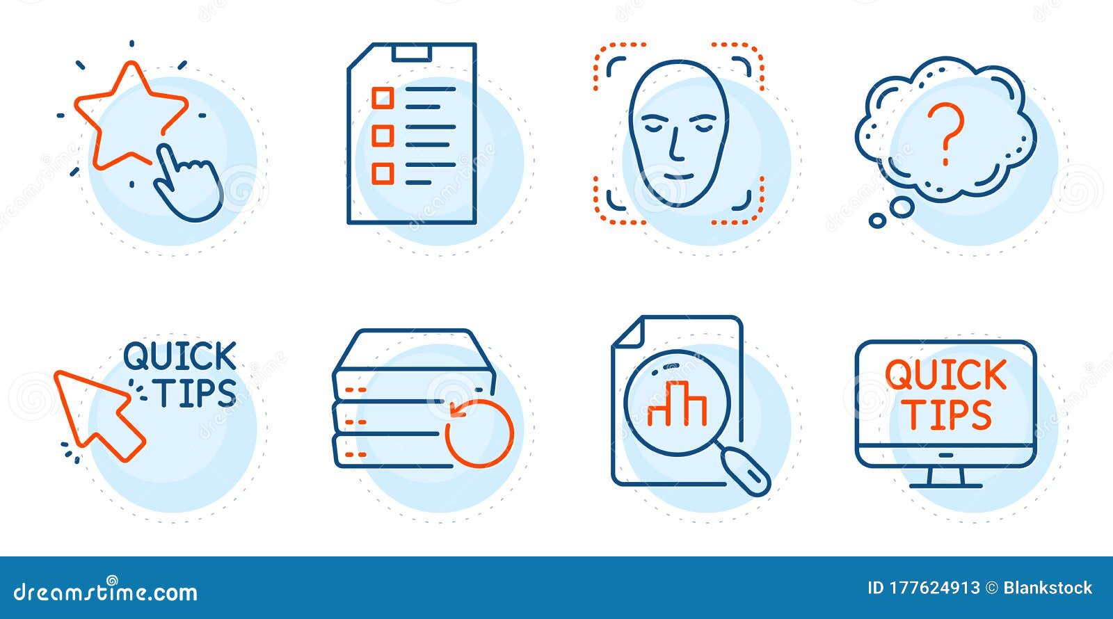 Recovery Server, Quick Tips and Question Mark Icons Set. Vector Stock ...