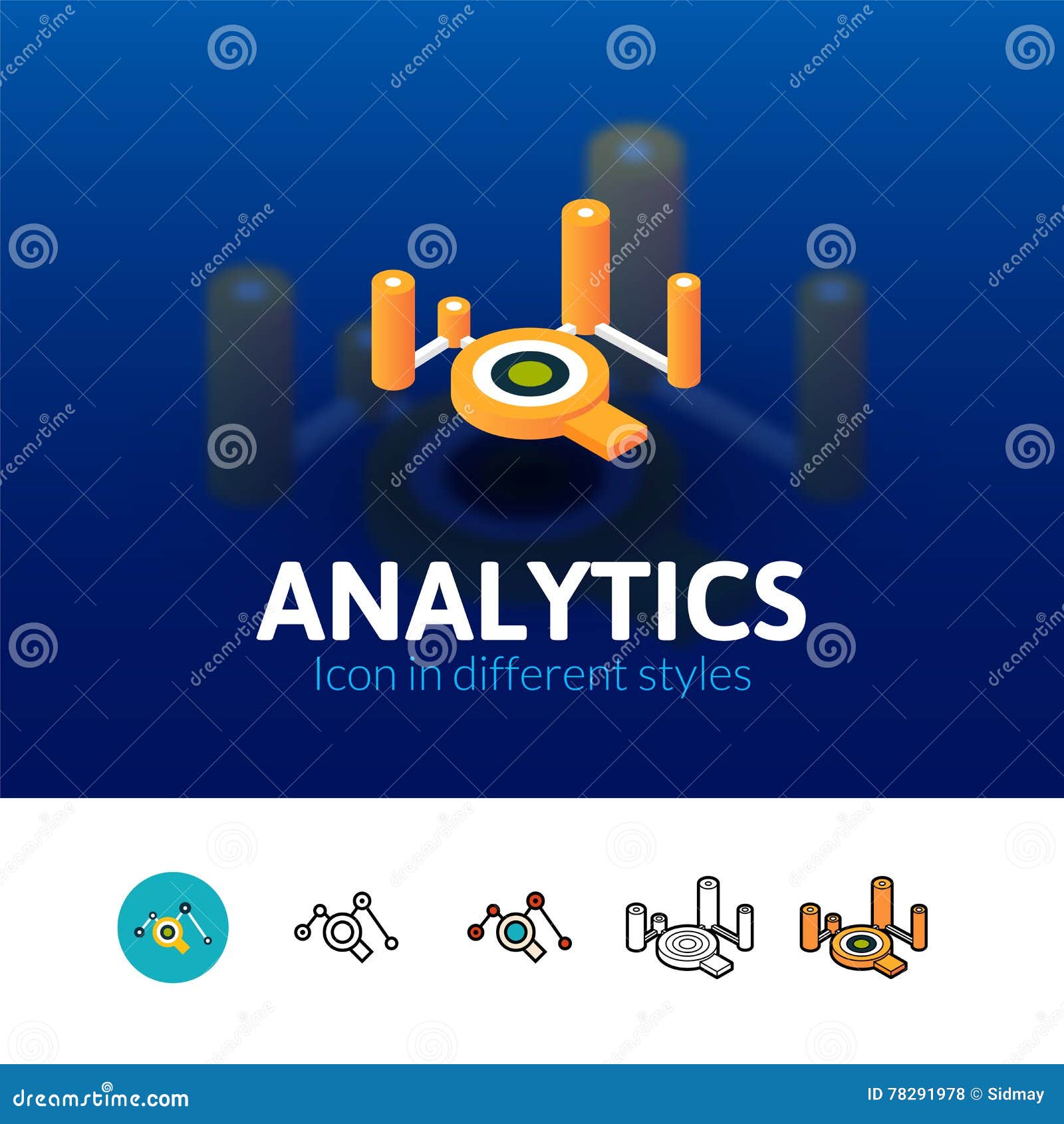 Analytics Icon in Different Style Stock Vector - Illustration of design ...