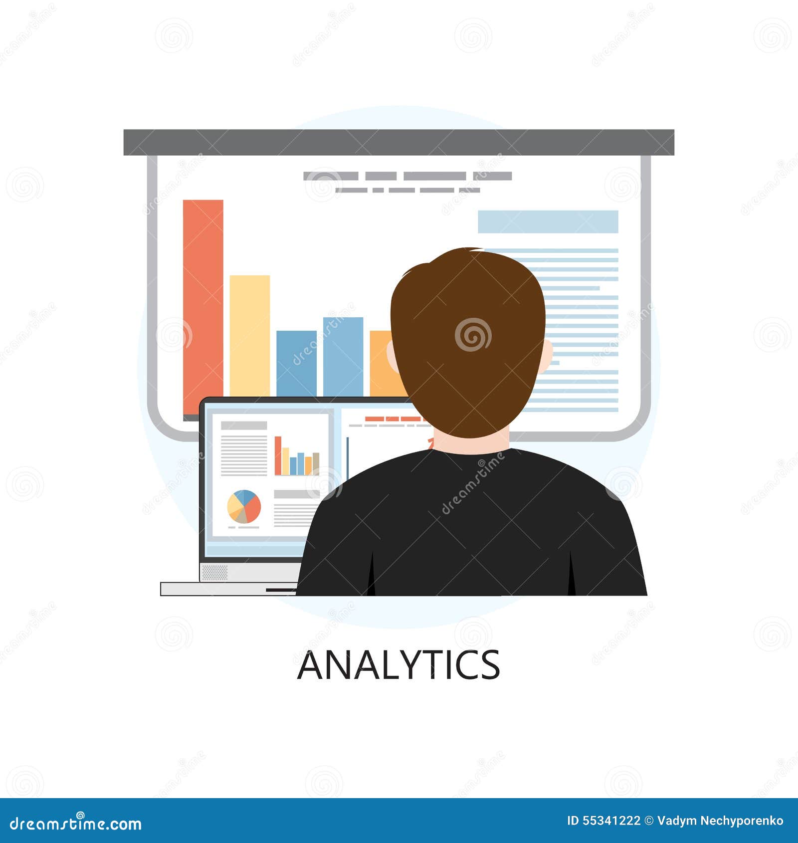 Analytics Icon Flat Design Concept Stock Vector - Illustration of ...