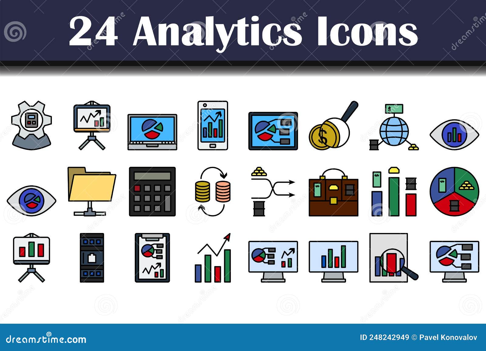 Analytics Icon Set stock vector. Illustration of internet - 248242949