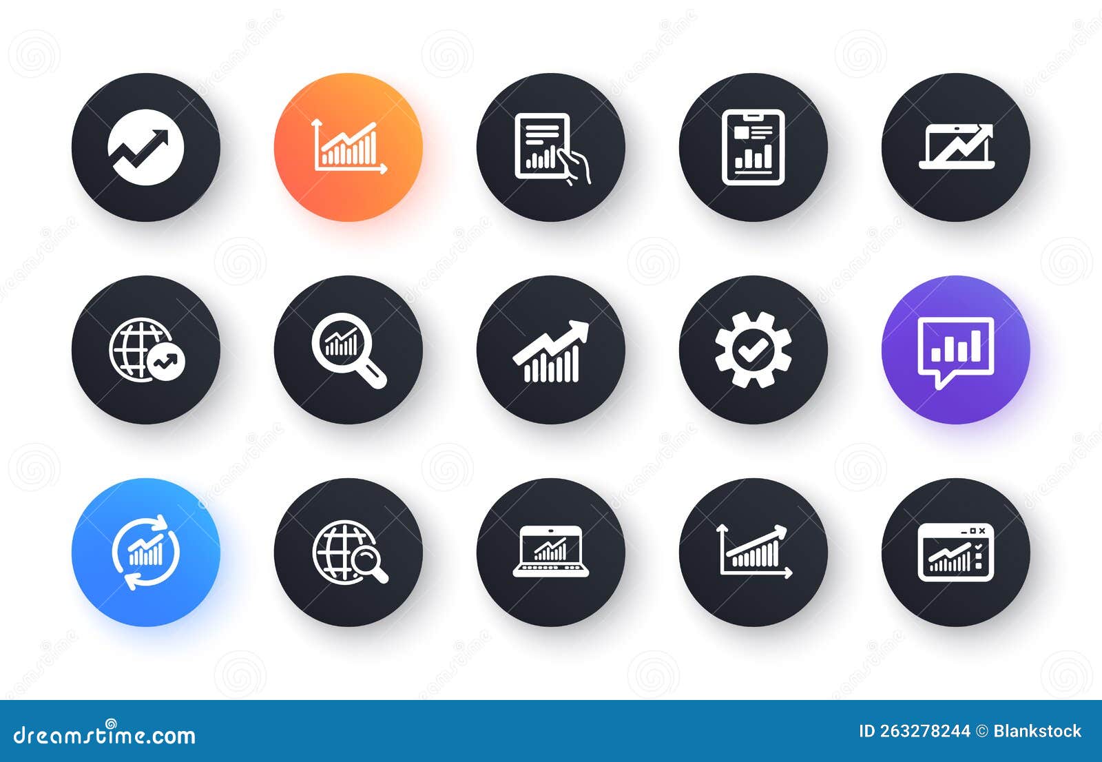 Analytics Icons. Reports, Charts and Graphs. Classic Icon Set. Vector ...