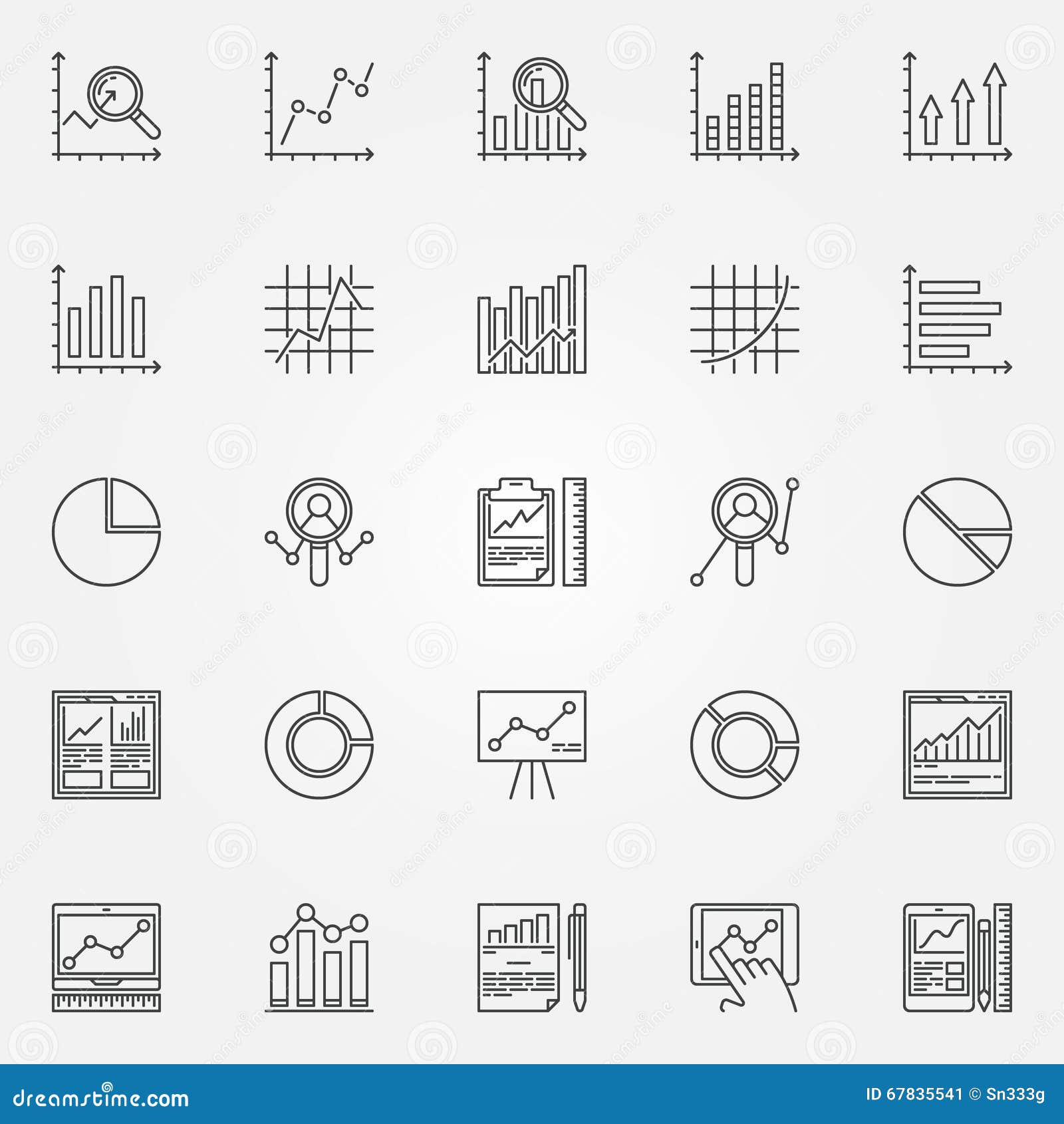 Analytics icons set stock vector. Illustration of element - 67835541
