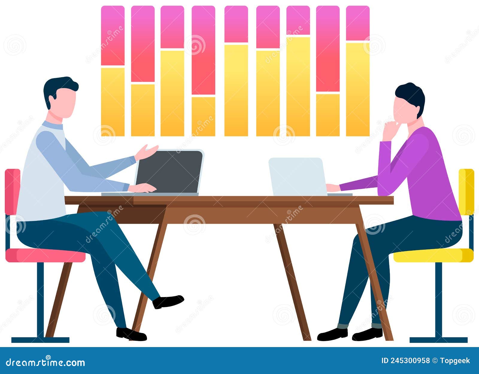 Presenters Show Statistical Indicators And Data On Diagram. Colleagues ...