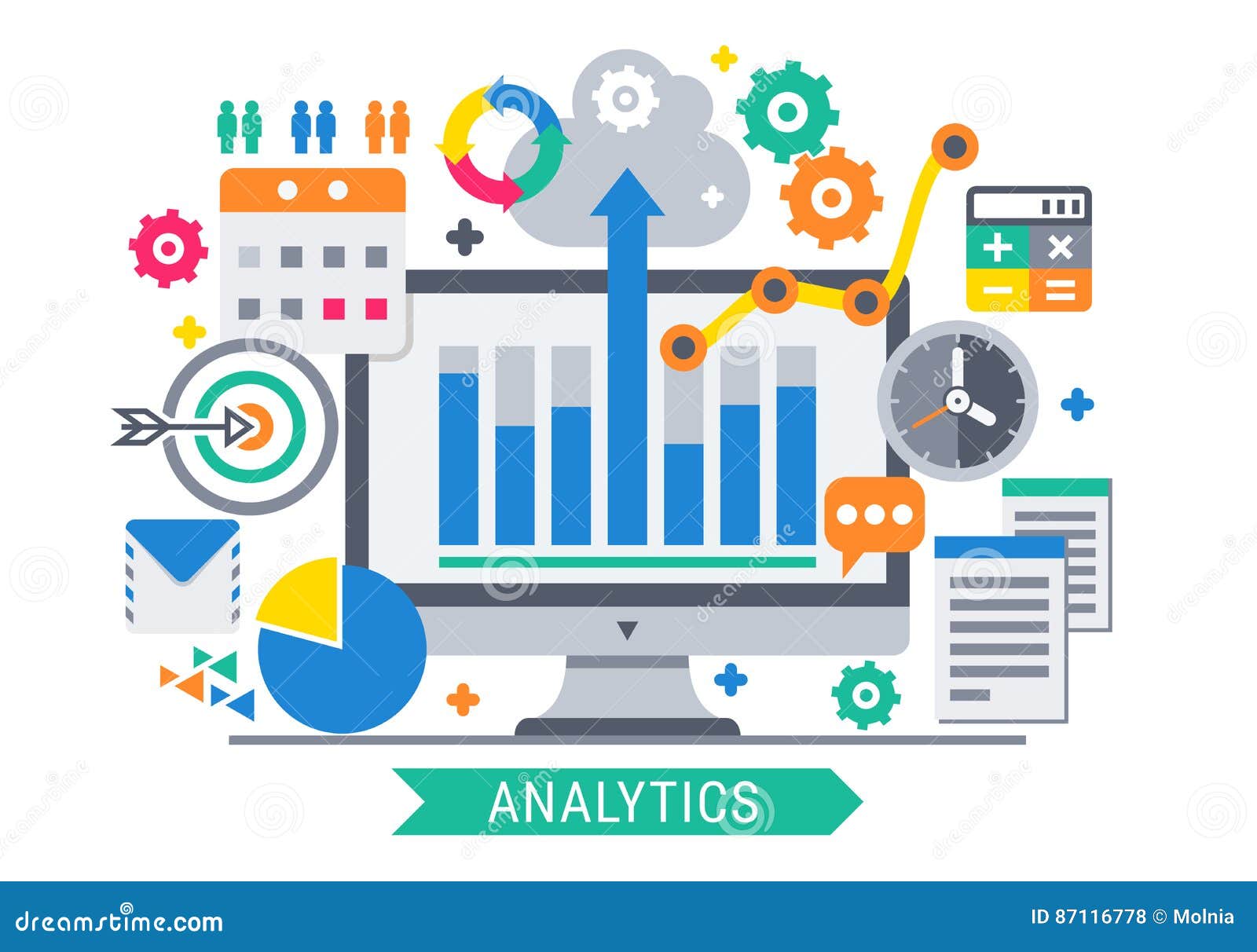 Analytics Information Tools Stock Vector - Illustration of computer ...