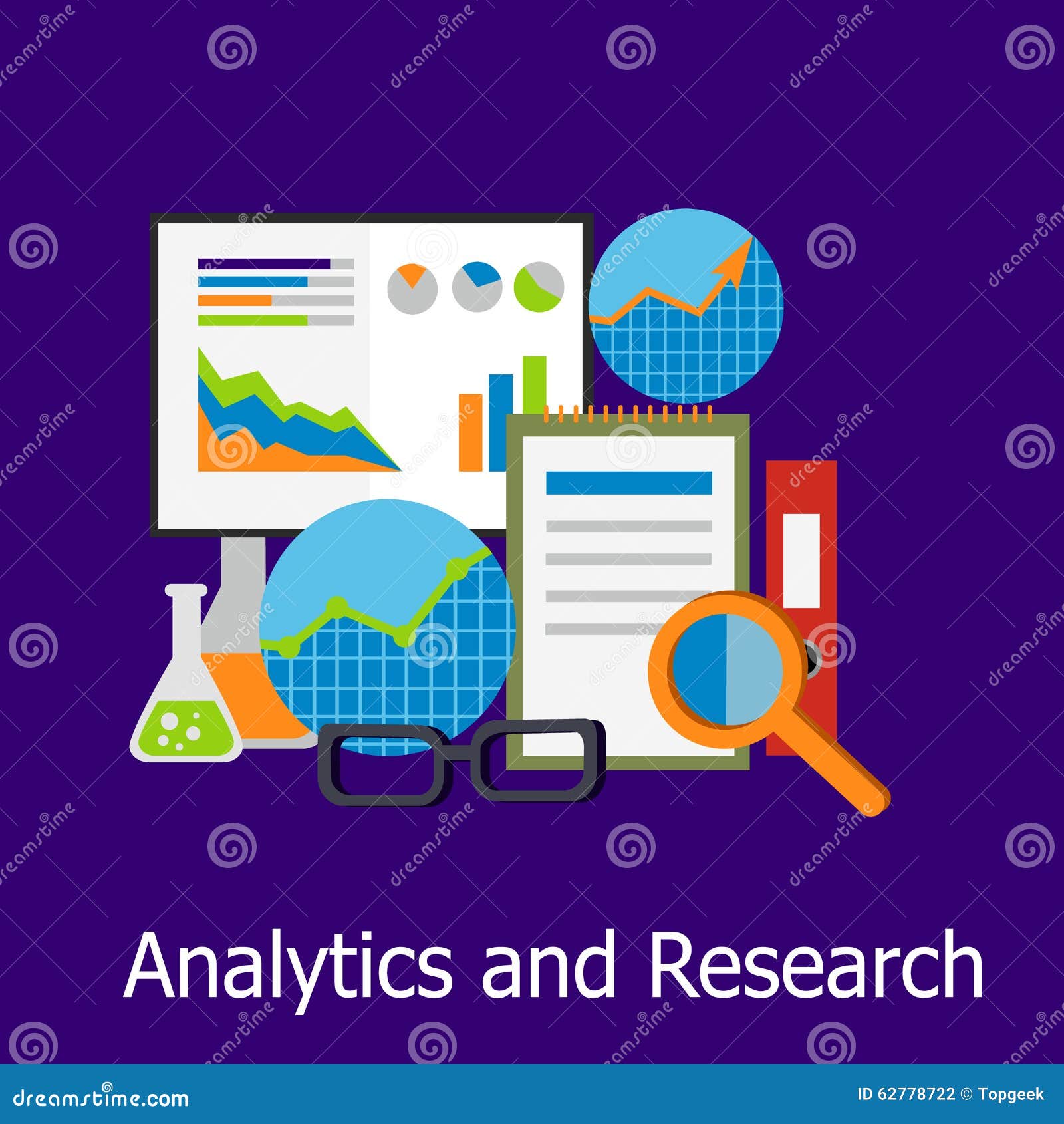 Analytics and Research Concept Design Style Stock Vector - Illustration ...