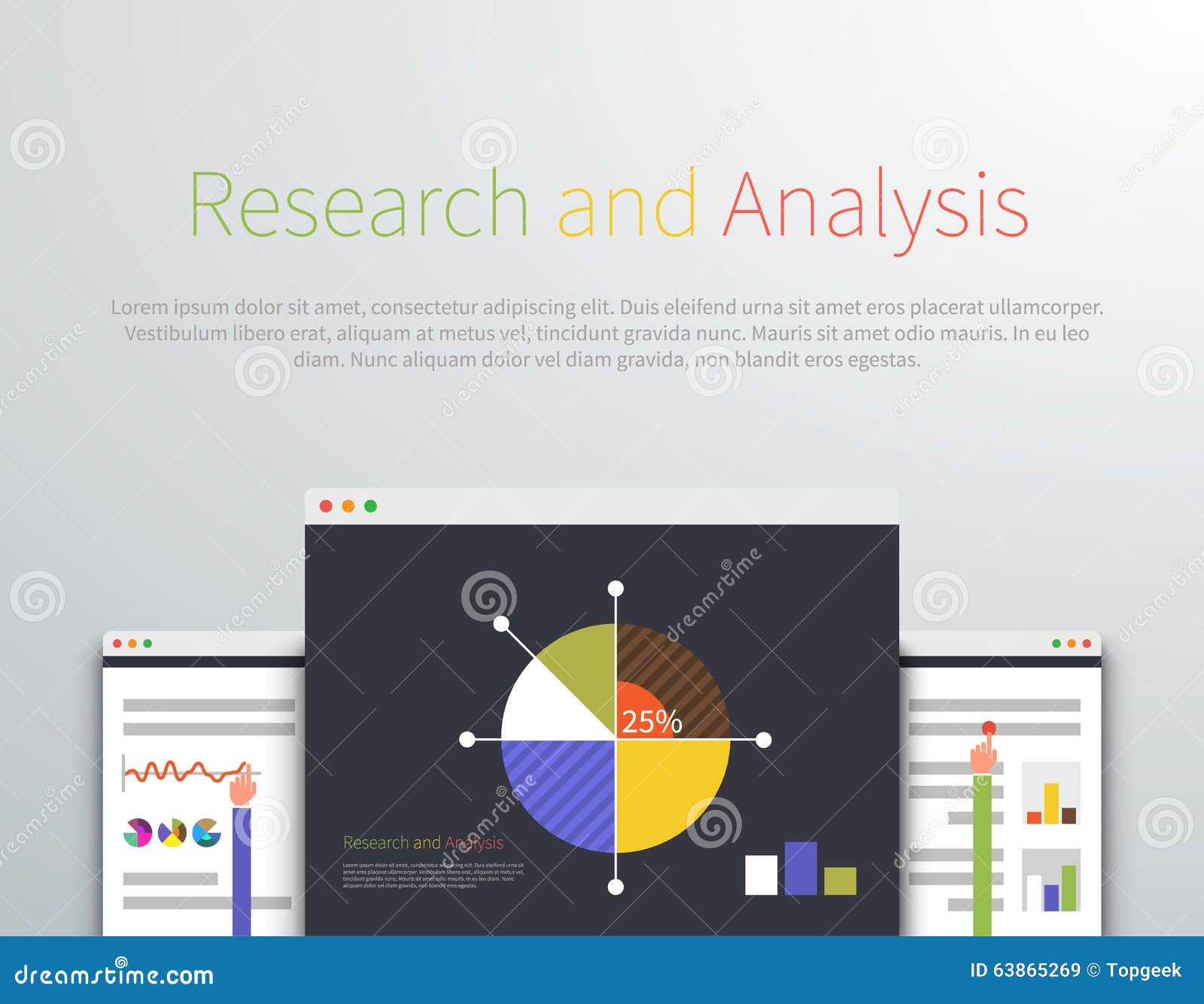 Analytics and Research Concept Design Style Stock Vector - Illustration ...
