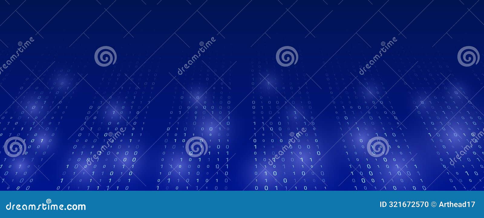 Analytics, Sorting, Structuring, Information Transfer. Blue Background with Data Flow. Binary ...