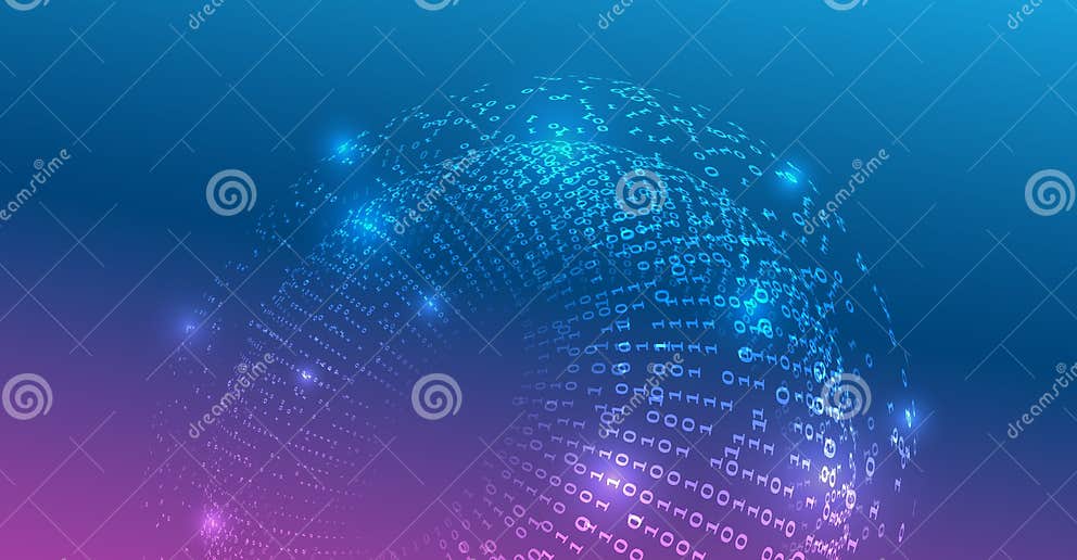 Analytics, Sorting, Structuring, Transferring Information. Blue Background with Data Flow ...