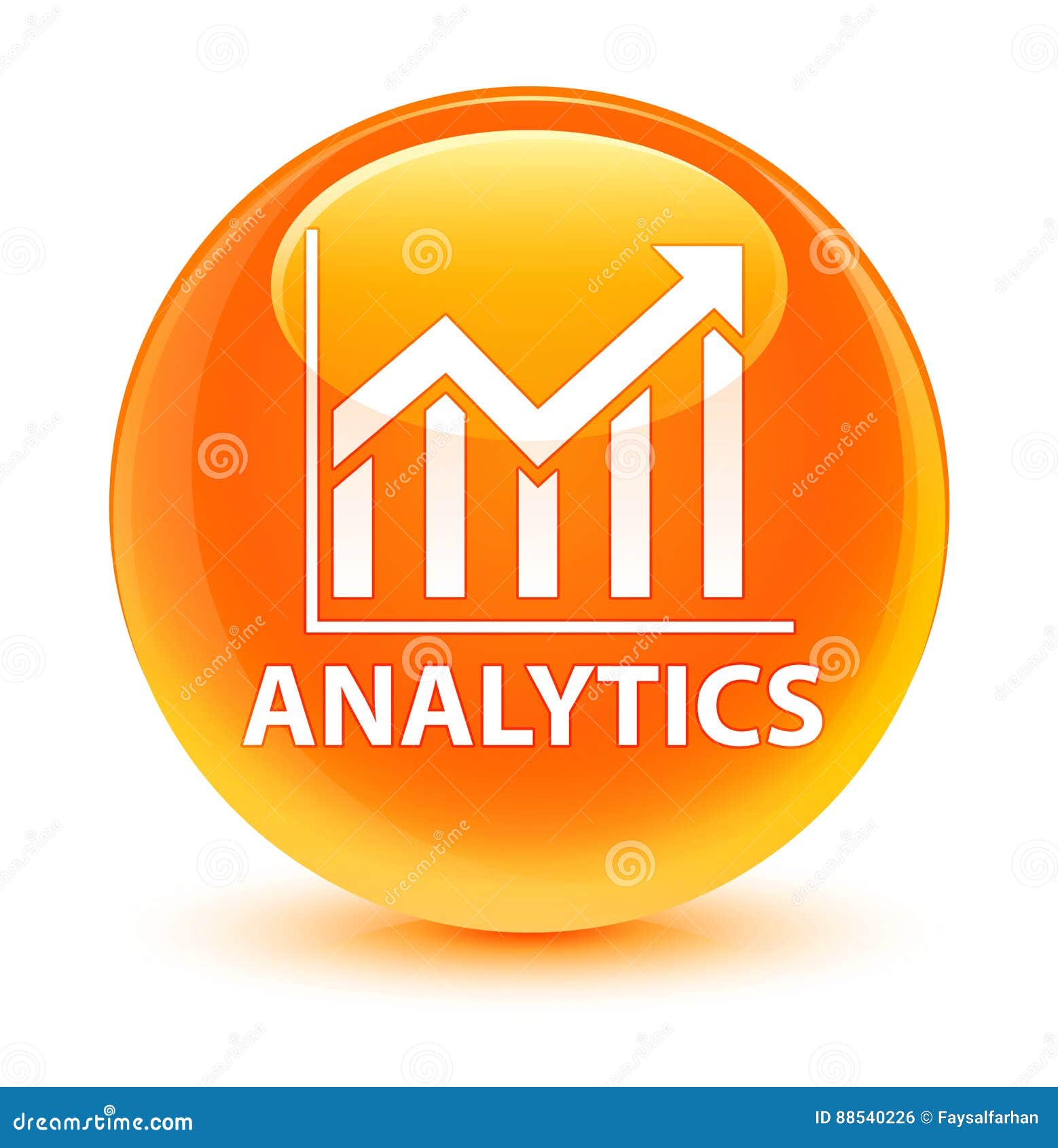 Analytics (statistics Icon) Glassy Orange Round Button Stock ...