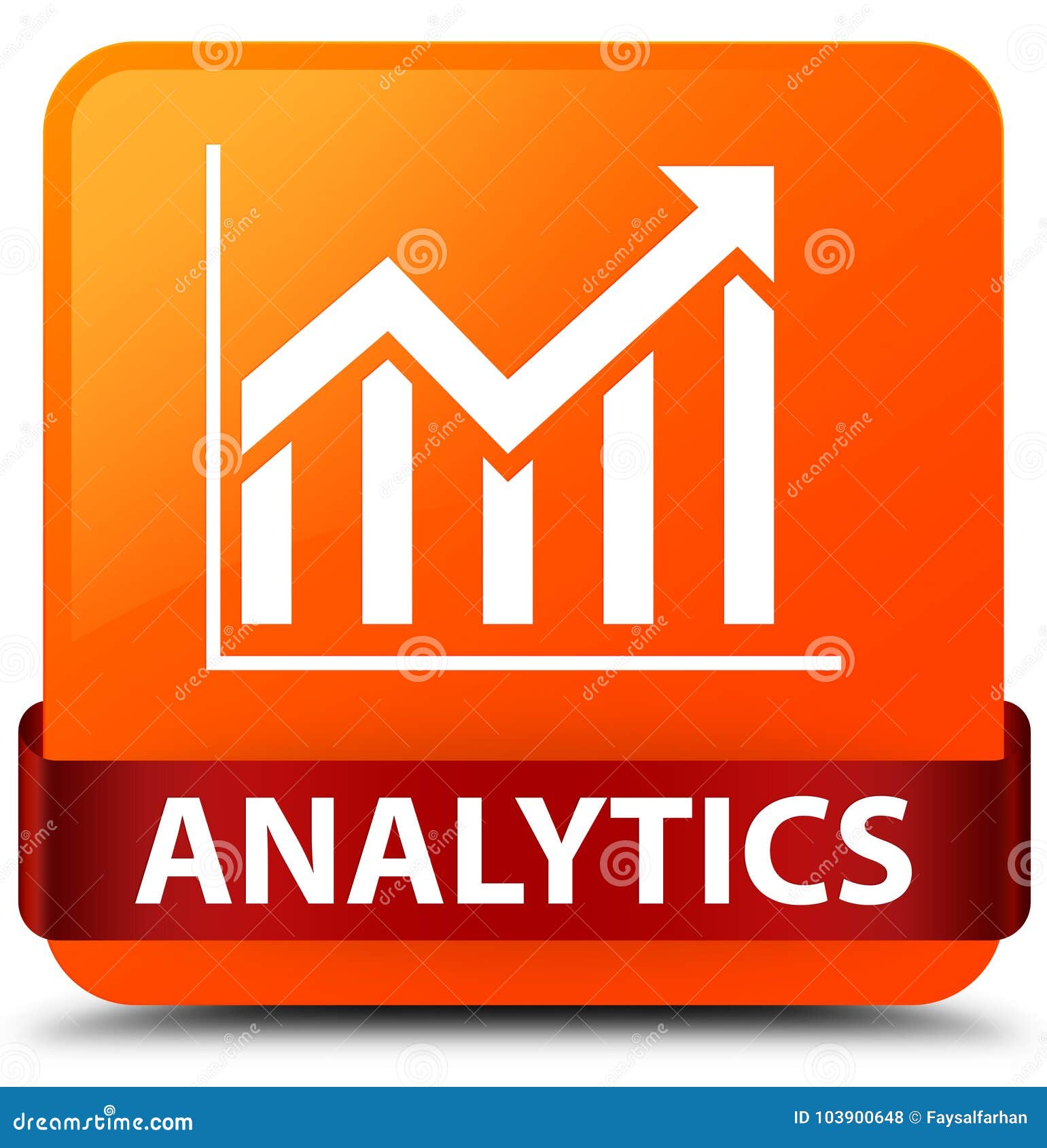 Analytics (statistics Icon) Orange Square Button Red Ribbon in M Stock ...