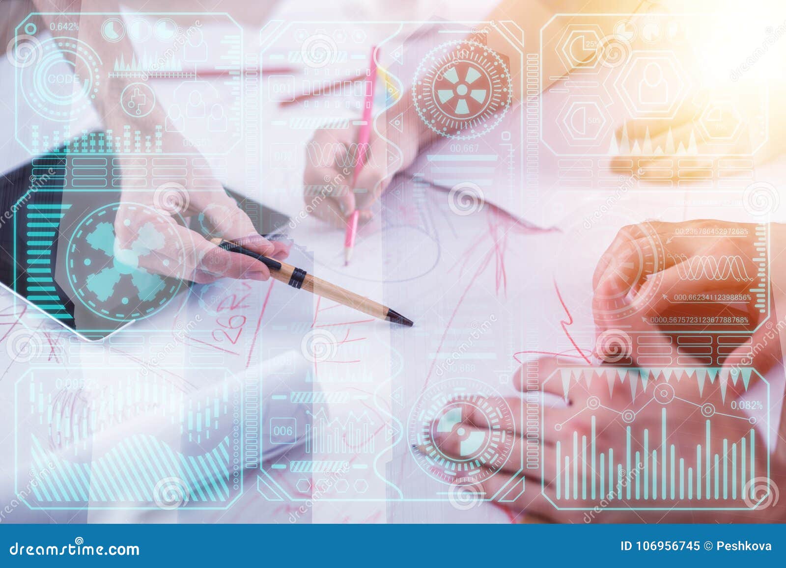 Analytics and Technology Concept Stock Image - Image of hands, computer ...