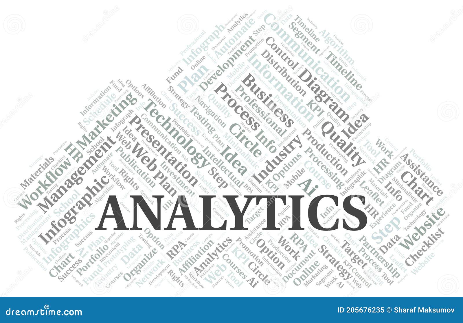 Analytics Typography Word Cloud Create with the Text only. Stock ...