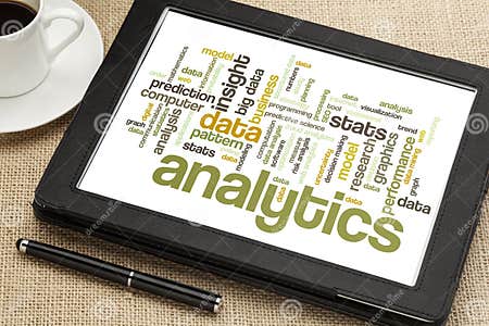 Analytics Word Cloud on Digital Tablet Stock Photo - Image of ...
