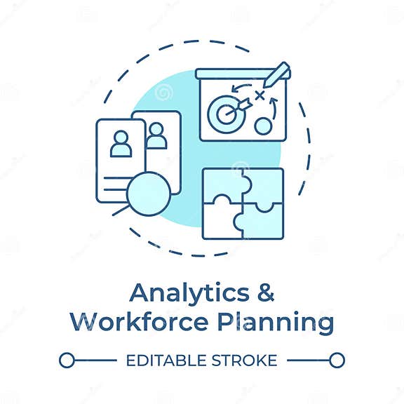 Analytics and Workforce Planning Soft Blue Concept Icon Stock ...