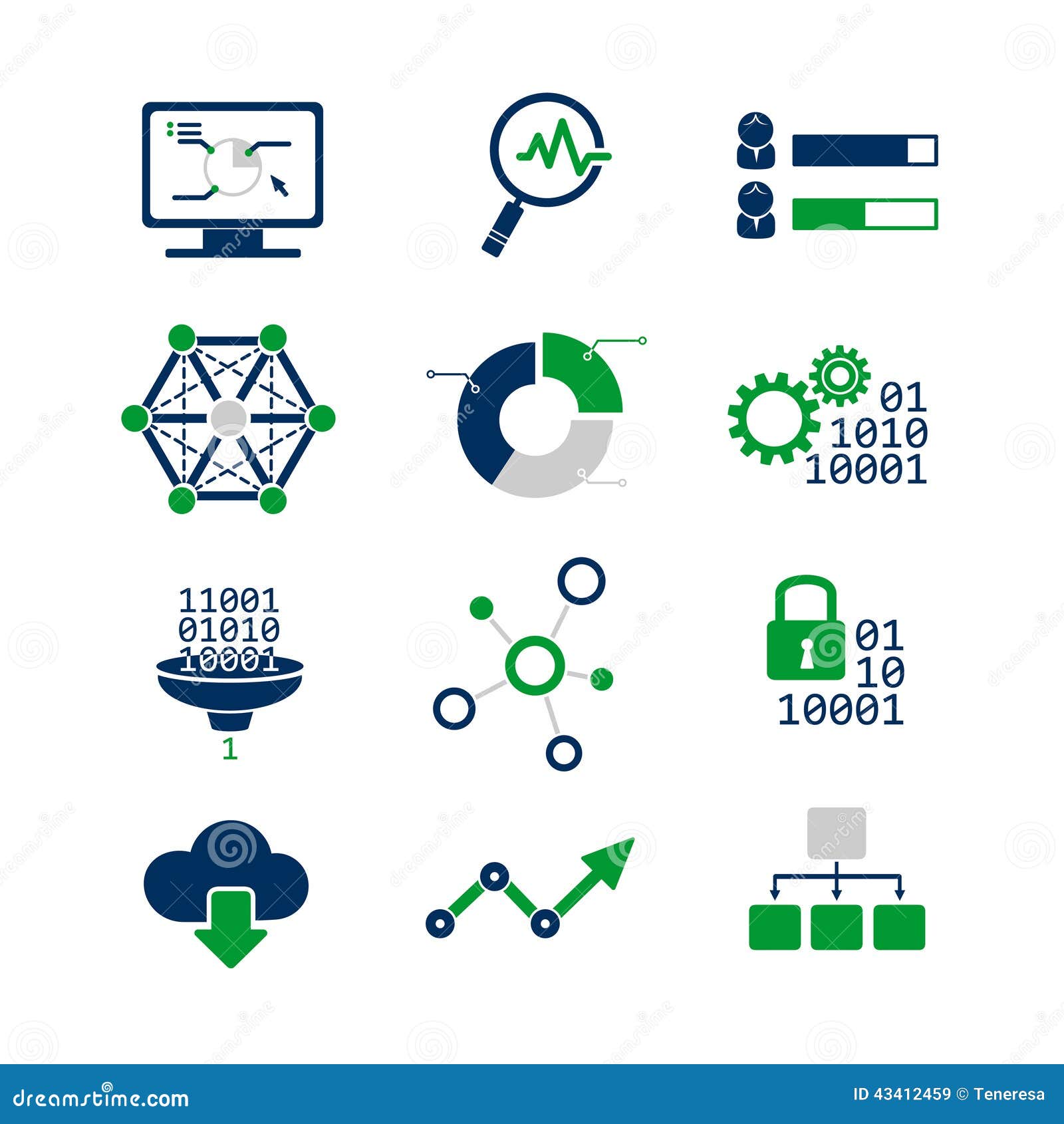 Analytische Ikonen Der Daten Eingestellt Vektor Abbildung ...