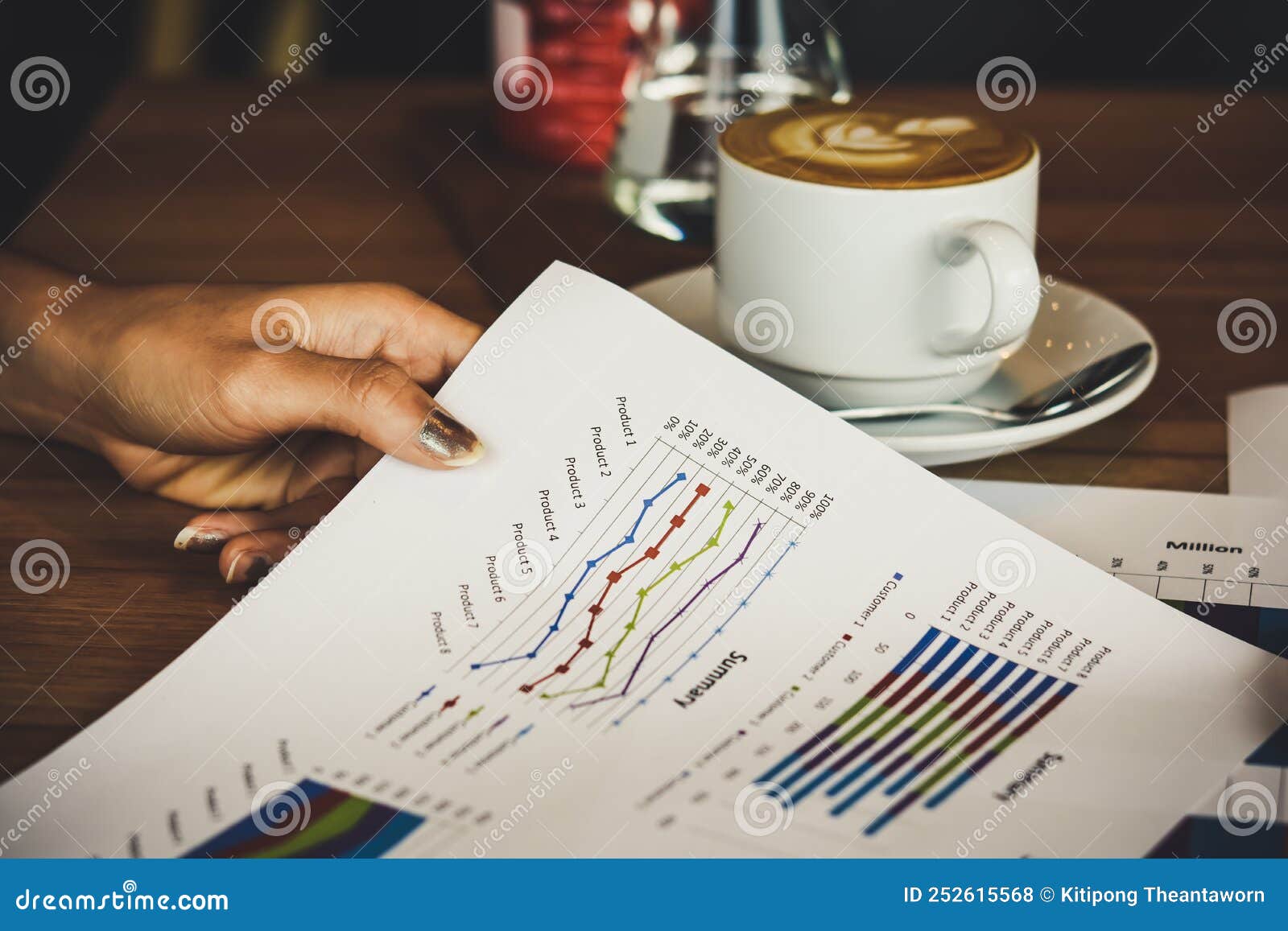 Analyze Graphs in Cafes Concept. Stock Photo - Image of coffee, finance ...