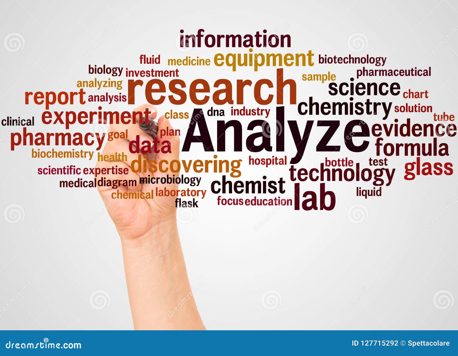 Analyze Word Cloud and Hand with Marker Concept Stock Illustration ...