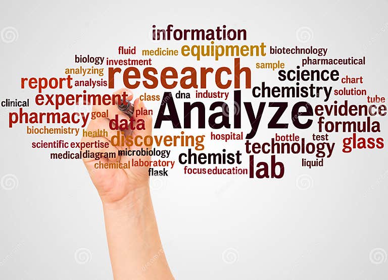 Analyze Word Cloud and Hand with Marker Concept Stock Illustration ...
