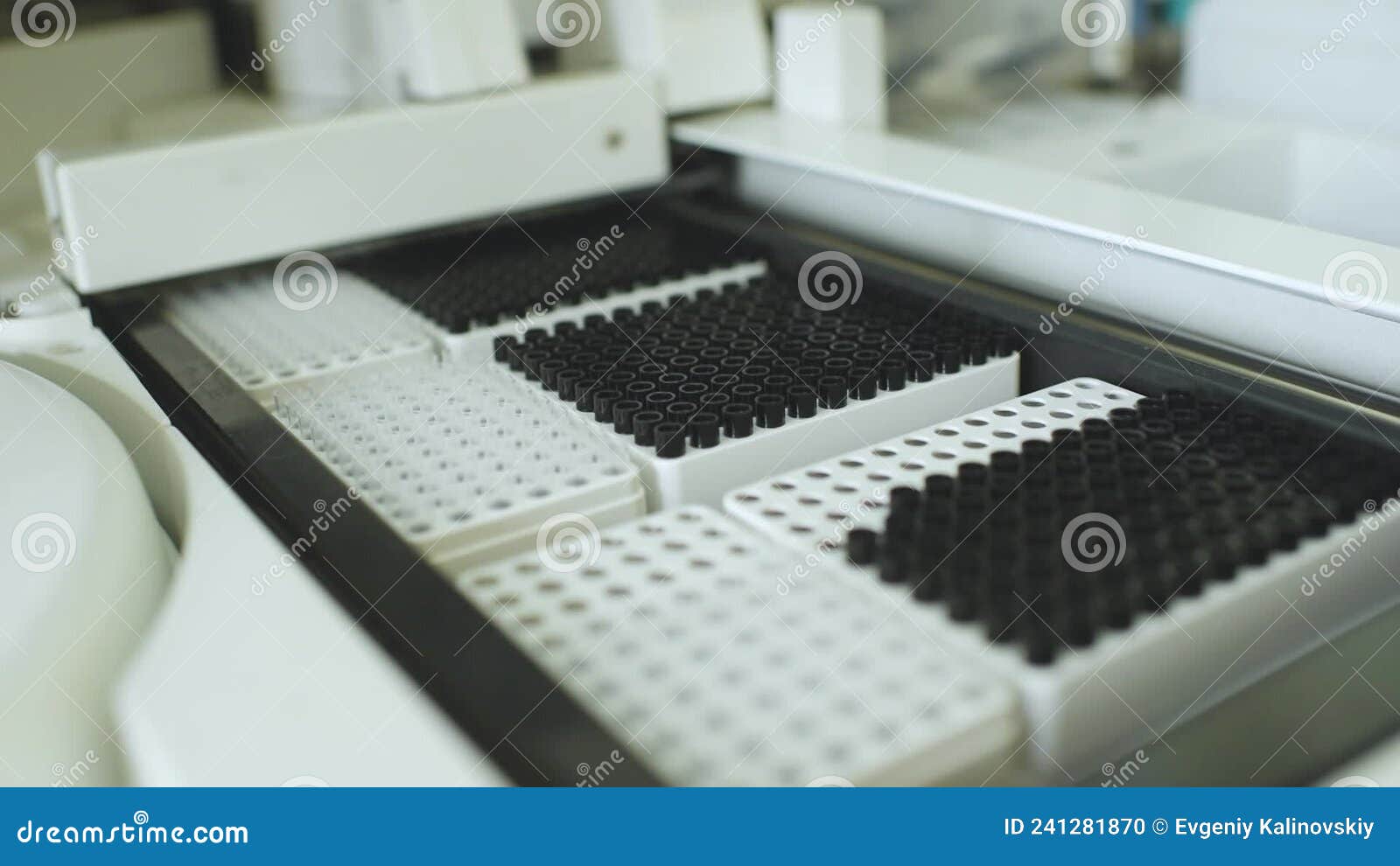 Analyzer with Containers with Test Tubes in Close-up in a PCR ...