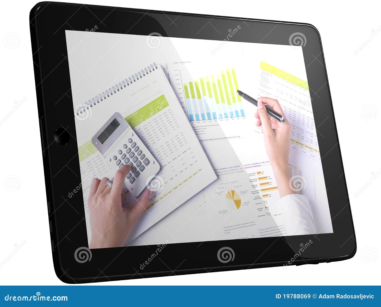Analyzing Business Data on Tablet Computer Stock Image - Image of ...