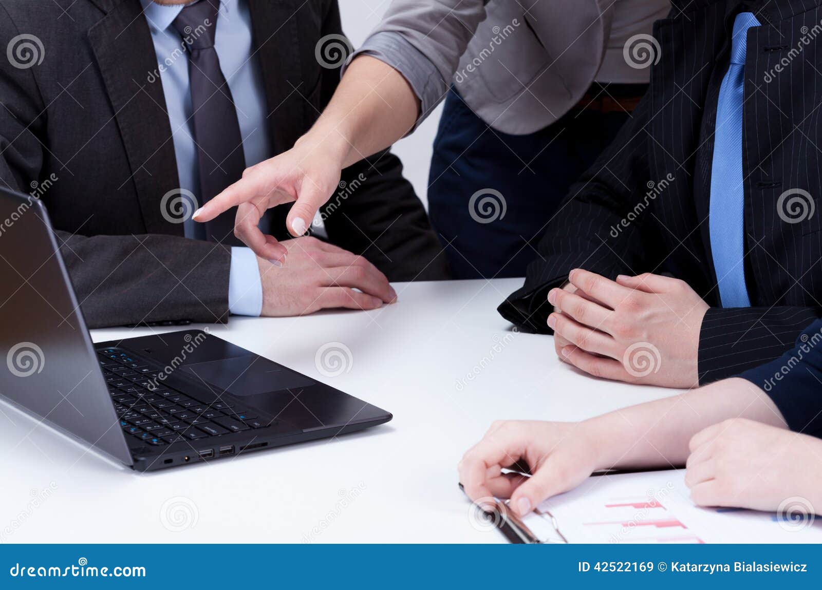 Analyzing Computer Data on Business Meeting Stock Image - Image of ...