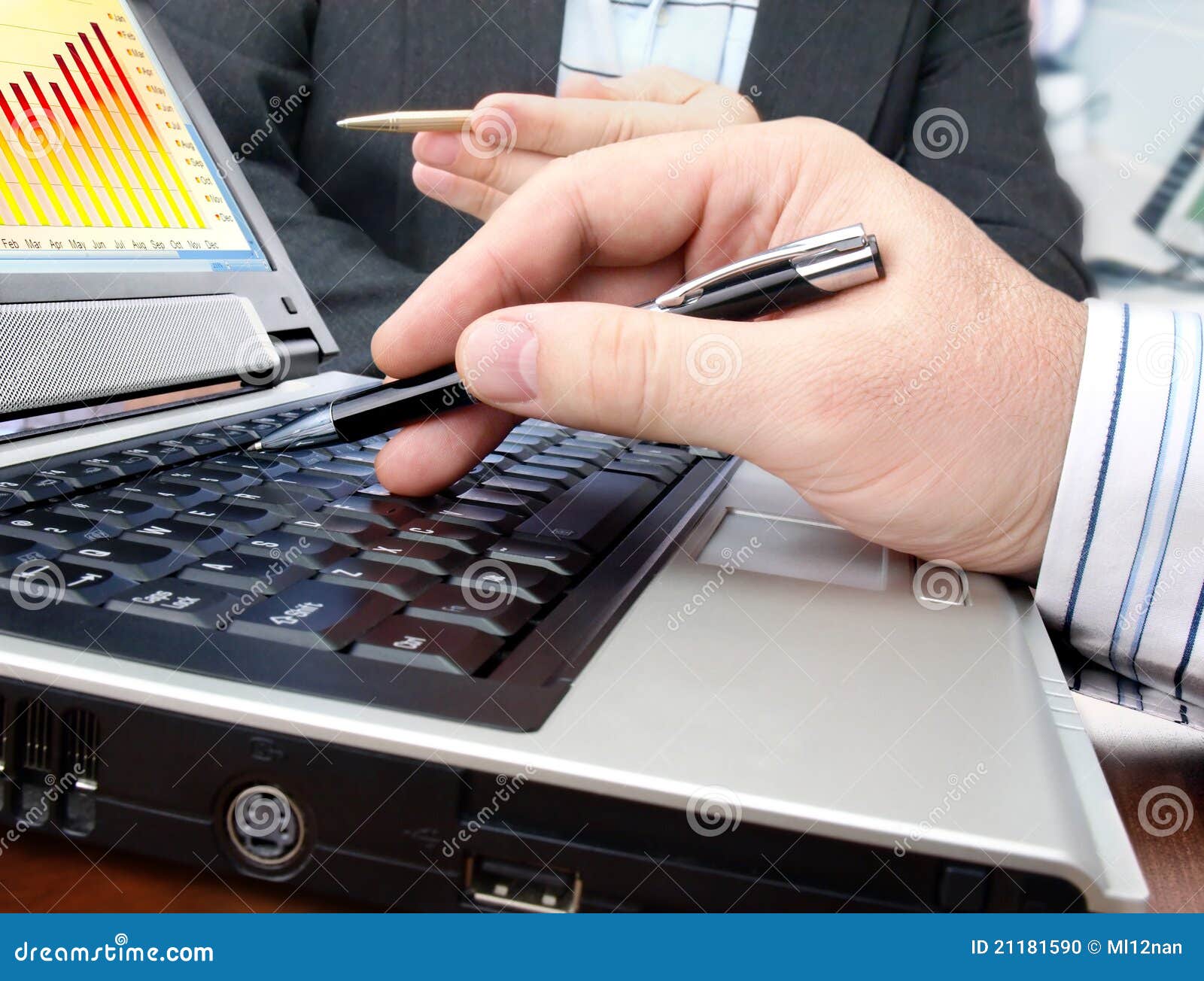 Analyzing Data on Computer. Stock Photo - Image of bonds, chart: 21181590