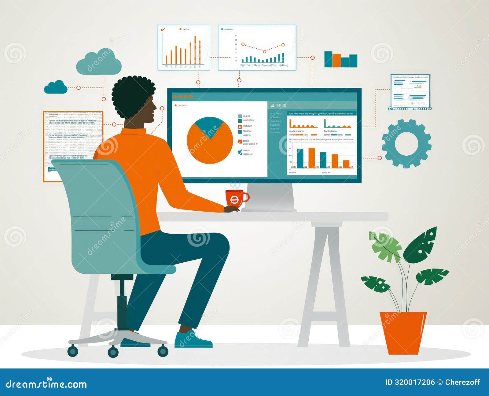Analyzing Data on a Computer Stock Photo - Image of design, analytics ...
