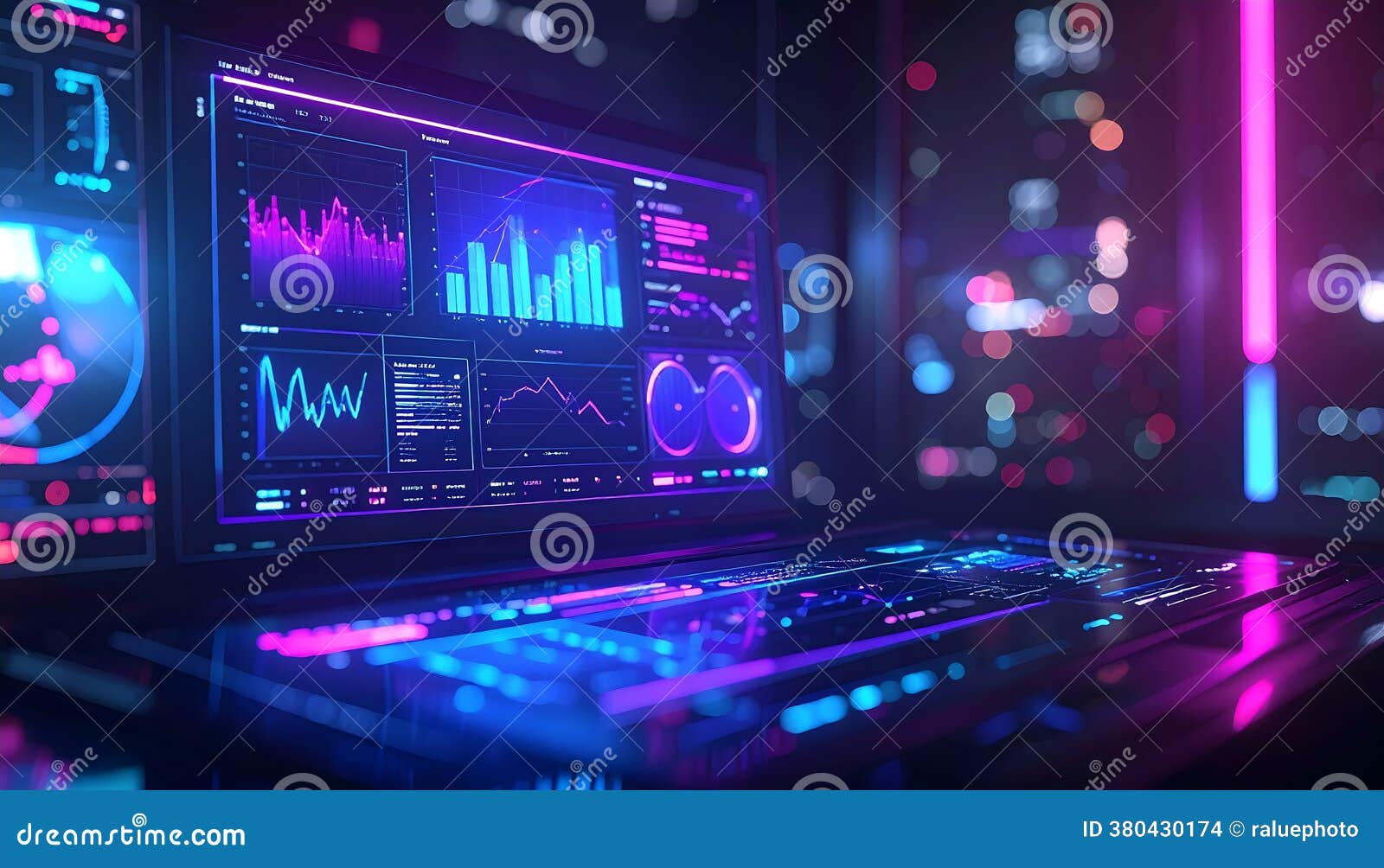 Dashboard UI. Futuristic Data Panel With User Interface Elements, Diagrams And Charts. Vector ...