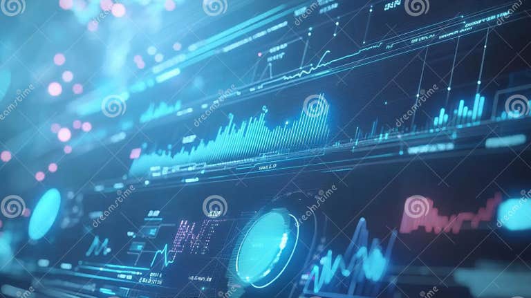 Analyzing Digital Dashboards, a Visual Guide To Interpreting Data Charts and Graphs Stock ...