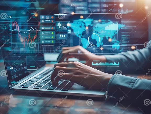 Analyzing Digital Data Streams Stock Photo - Image of information ...